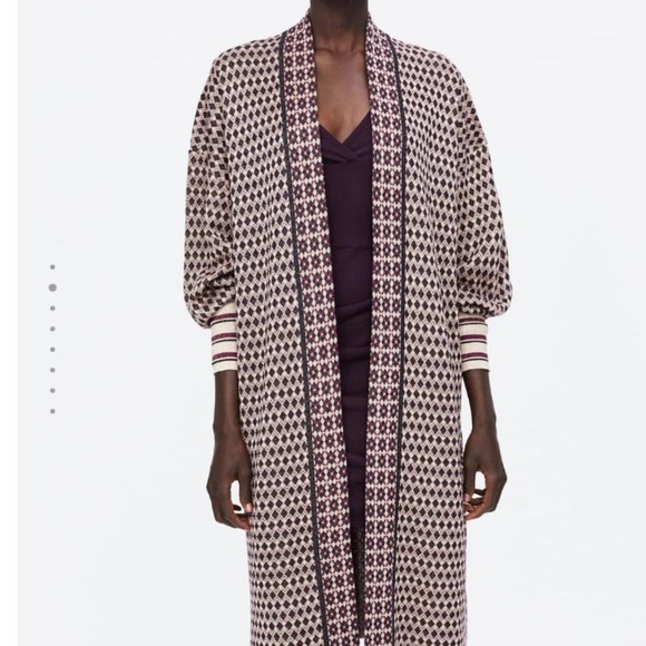 Zara | Jackets & Coats | Gold Special Edition Jacquard Knit Coat Small ...